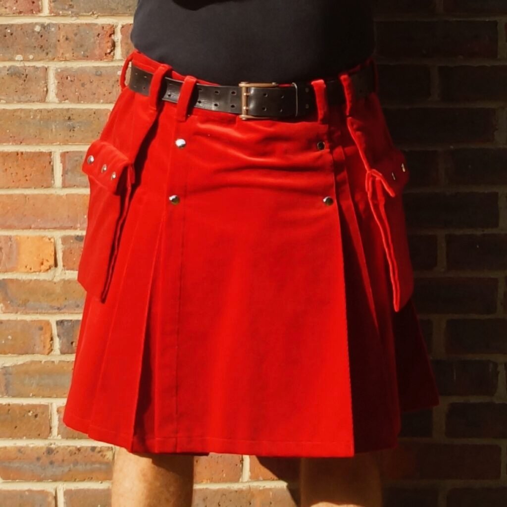 Heavy Red Velvet Kilt – British Made Modern Kilts For Sale