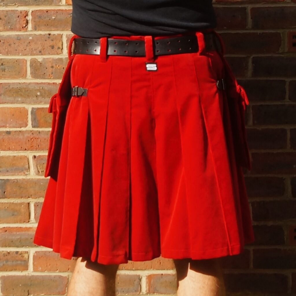Heavy Red Velvet Kilt – British Made Modern Kilts For Sale