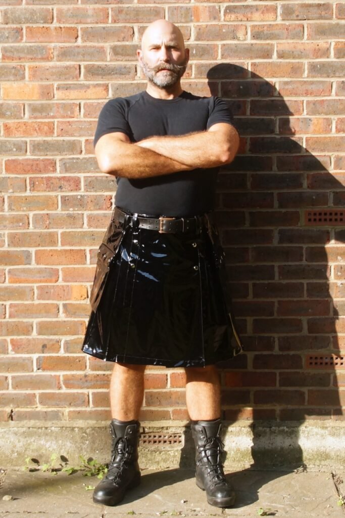 Heavyweight Shiny Black PVC Kilt – British Made Modern Kilts For Sale